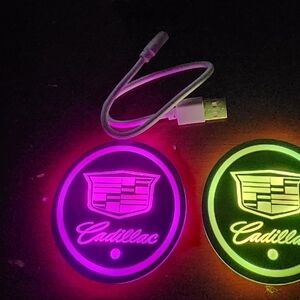 Other | 2 Cadillac Led Color Changing Usb Charged Car Cupholder ...